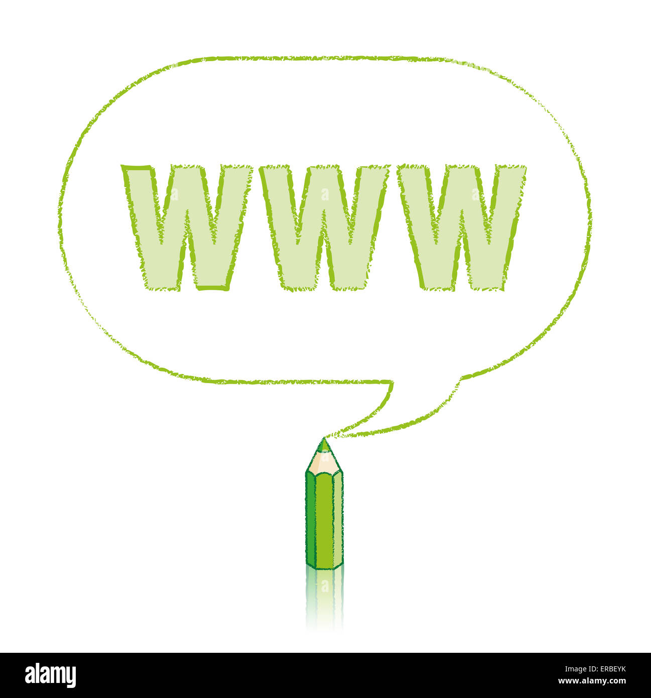 Green Pencil with Reflection Drawing World Wide Web Acronym in Rounded ...