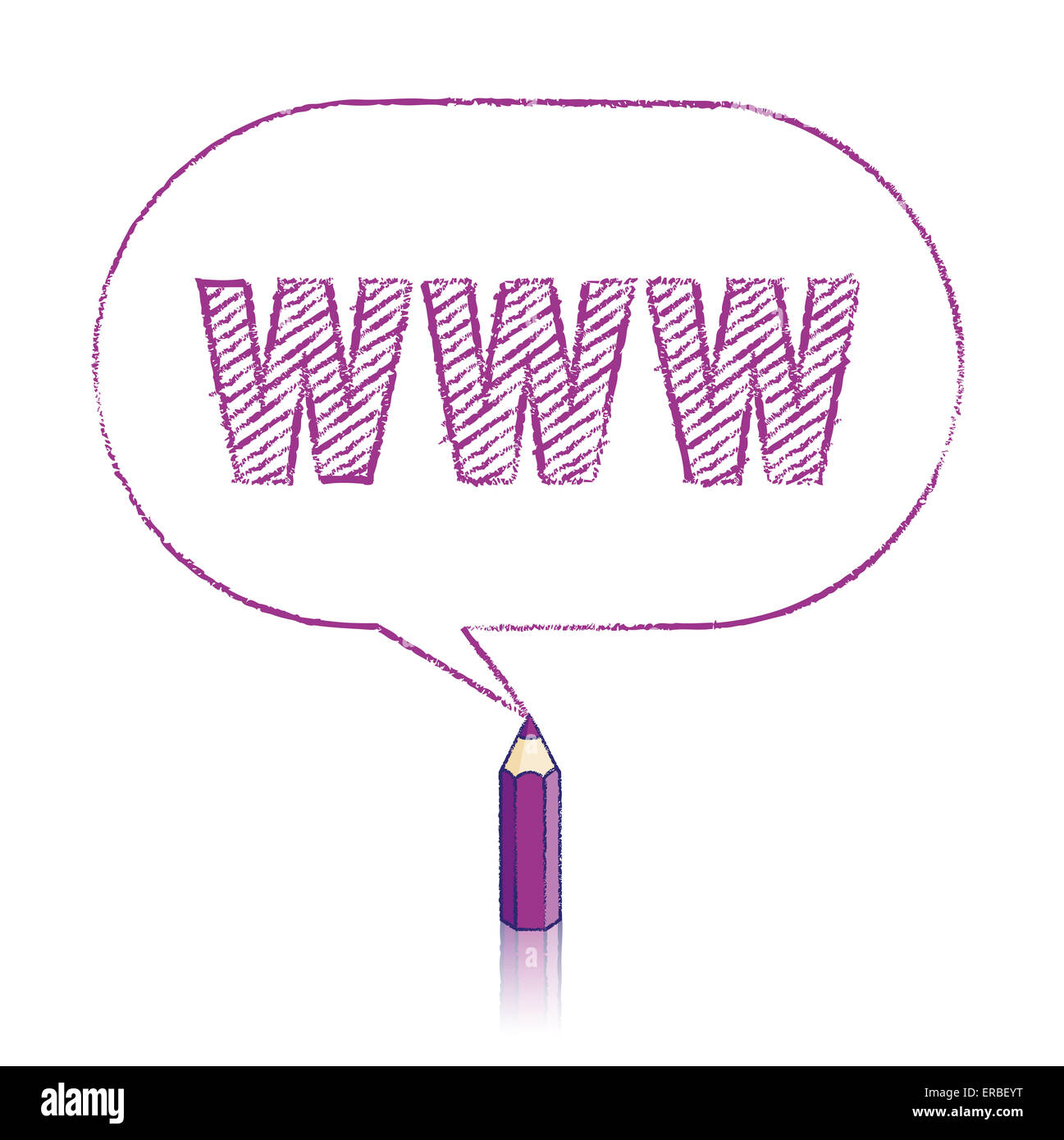 Purple Pencil with Reflection Drawing Worldwide Web Acronym in Rounded ...