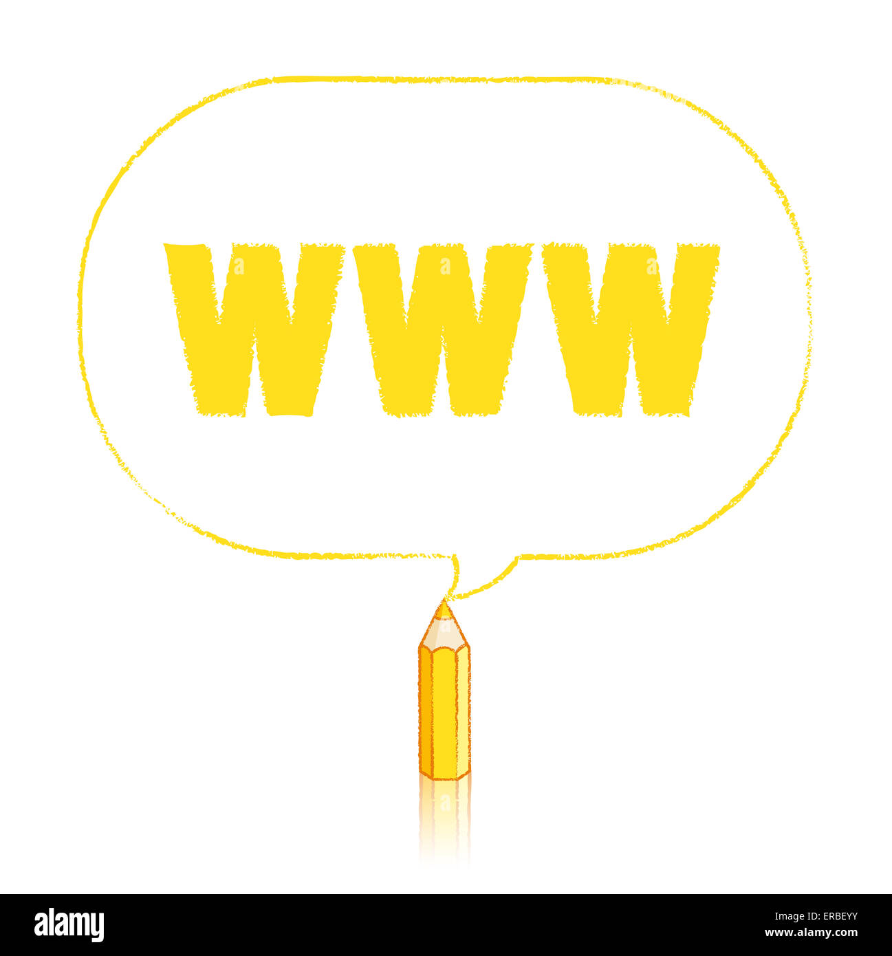 Yellow Pencil with Reflection Drawing Worldwide Web Acronym in Rounded ...