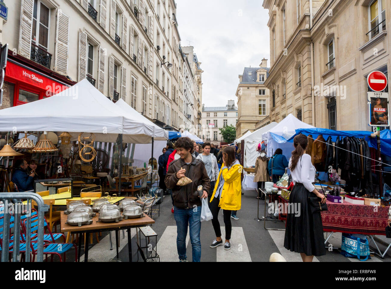 Paris, France, Large Crowd Young People Shopping French Garage Sale ...