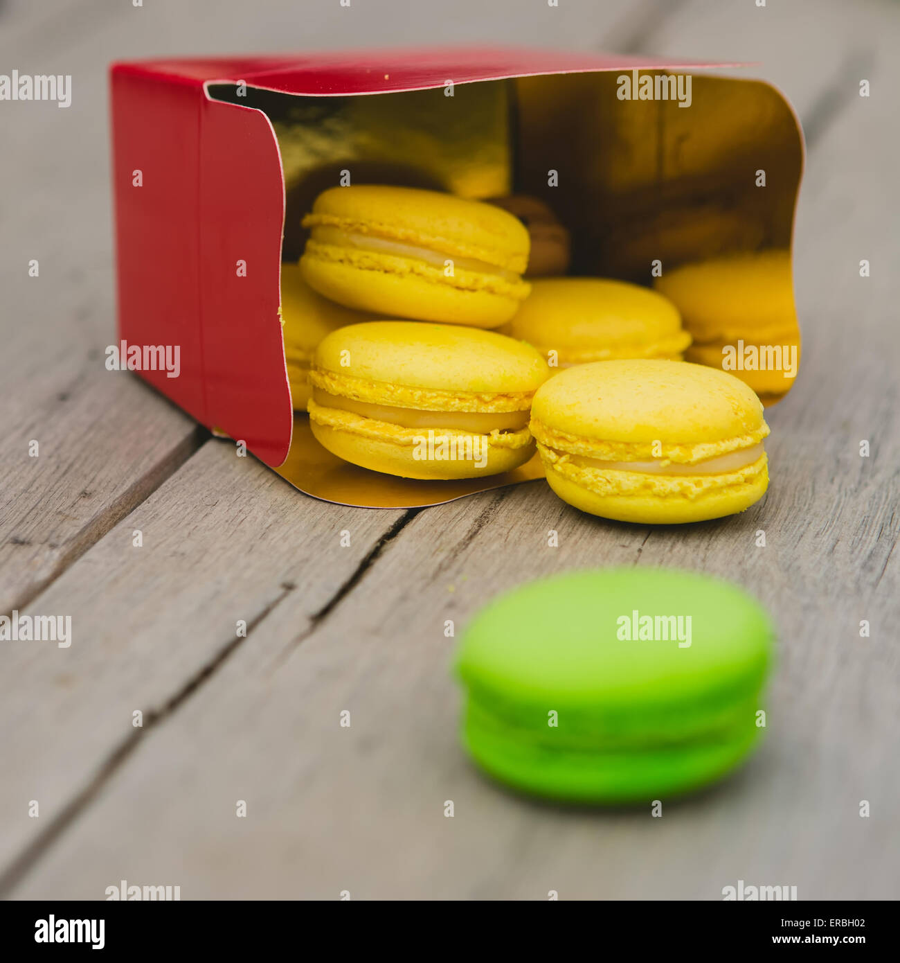 A lot of french colorful macarons. shallow dof Stock Photo - Alamy