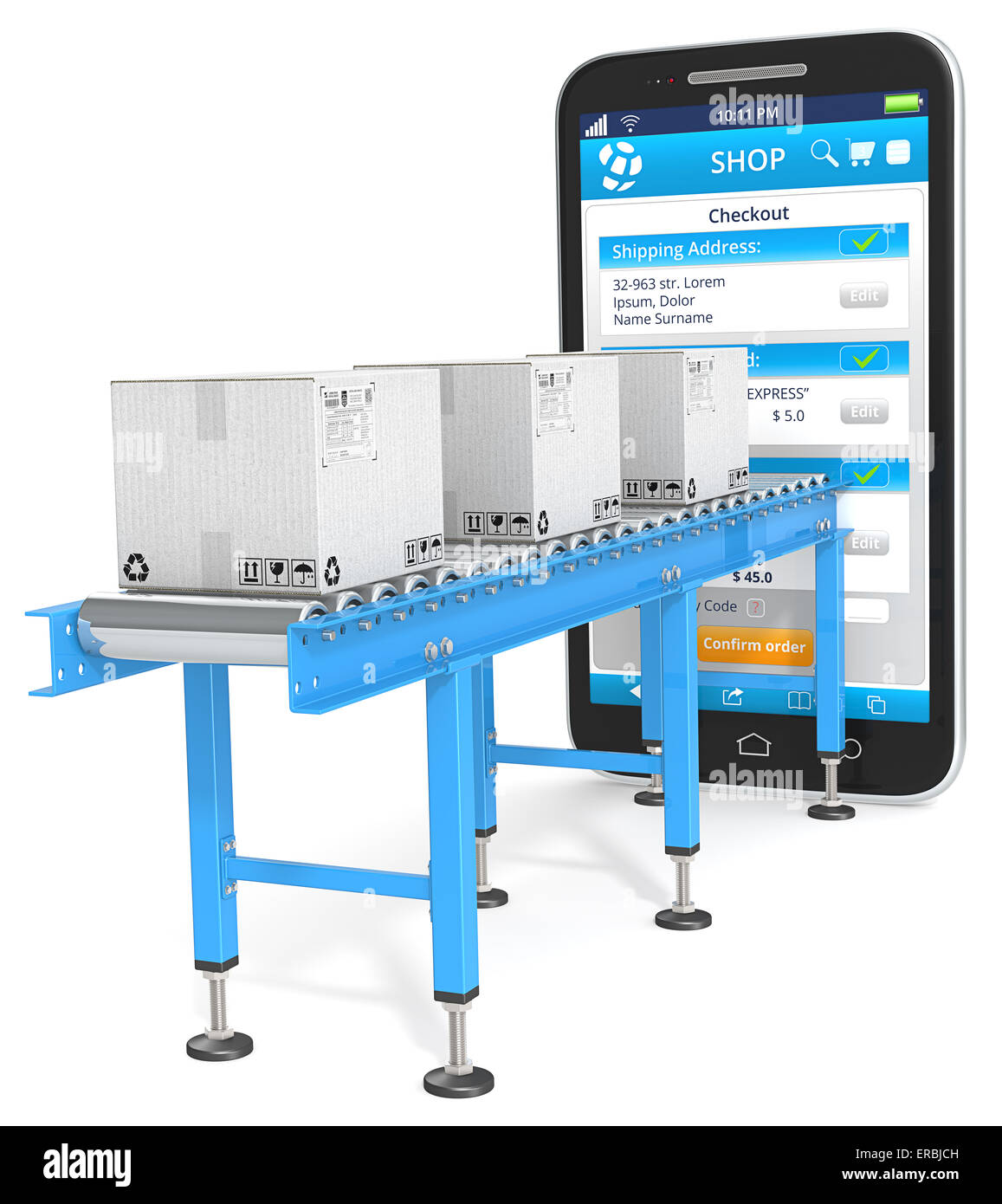 Conveyor belt boxes hi-res stock photography and images - Alamy