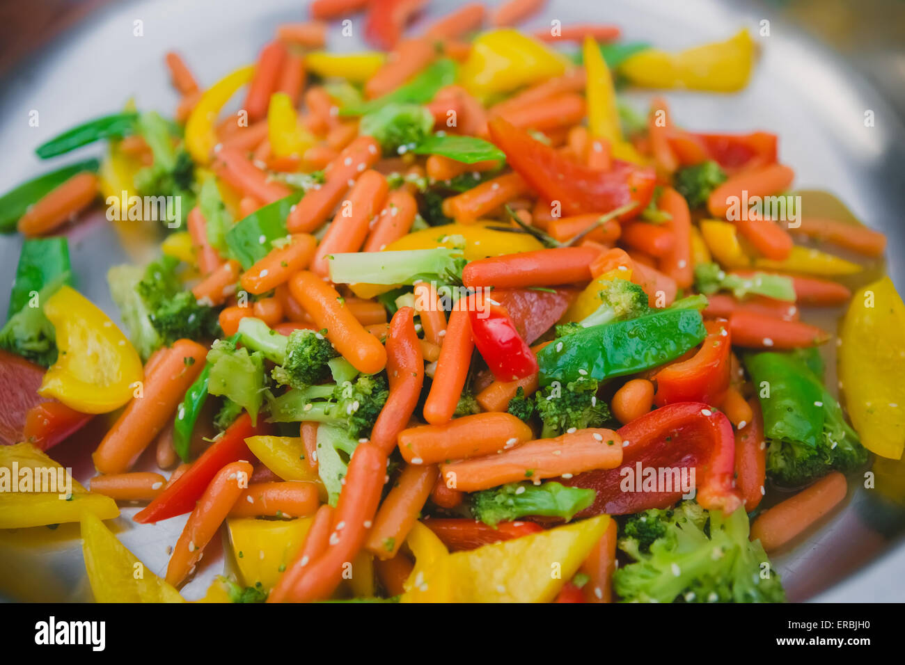 Stir fry vegetables as a background. Shallow dof Stock Photo - Alamy