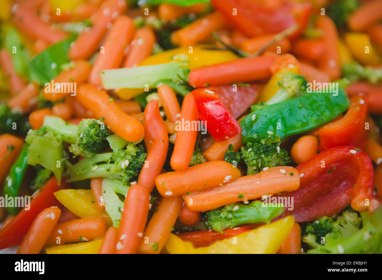 Stir fry vegetables as a background. Shallow dof Stock Photo - Alamy