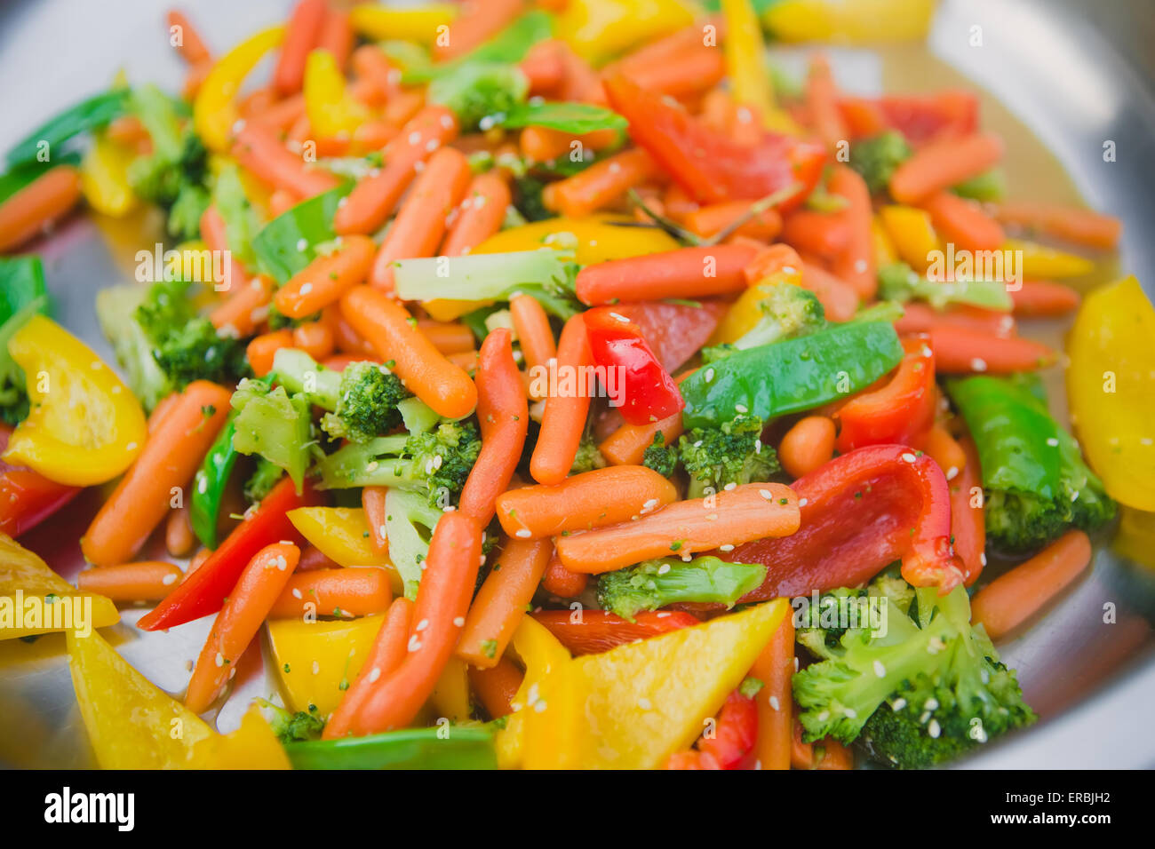 Stir fry vegetables as a background. Shallow dof Stock Photo - Alamy