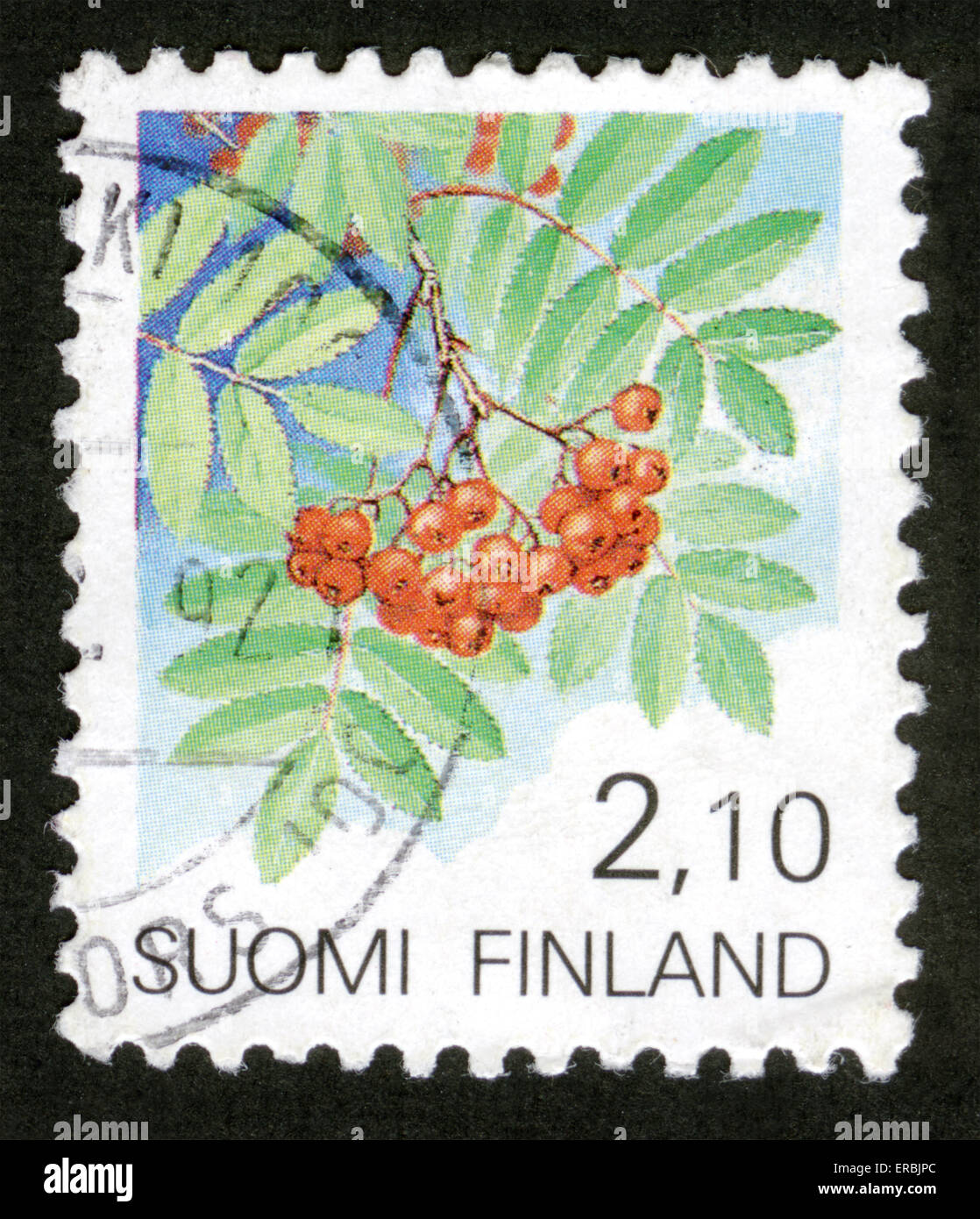 Finland, rowan, post mark,stamp, art, plants,flora Stock Photo - Alamy