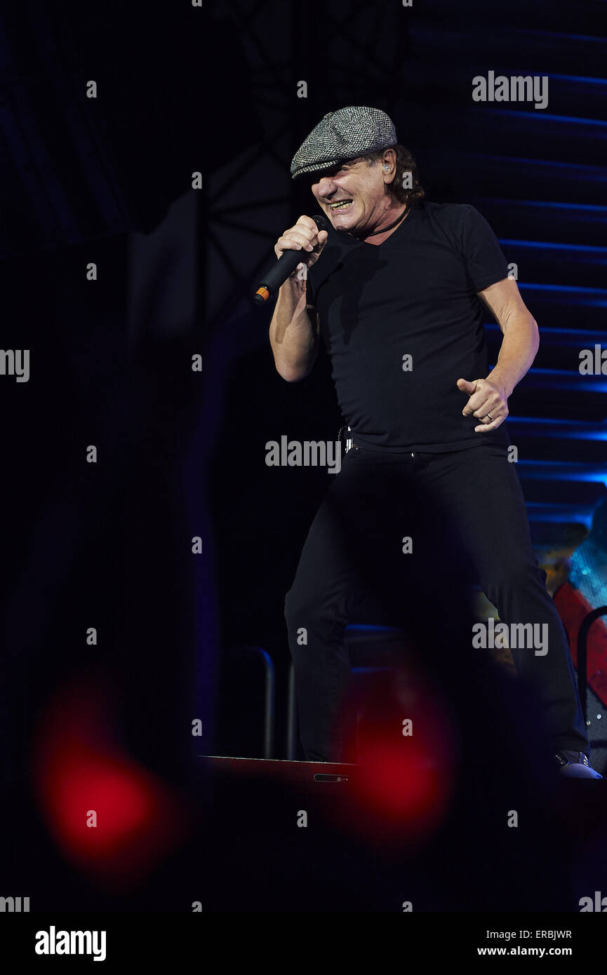 Madrid, Spain. 31st May, 2015. Brian Johnson of AC DC perform on stage ...