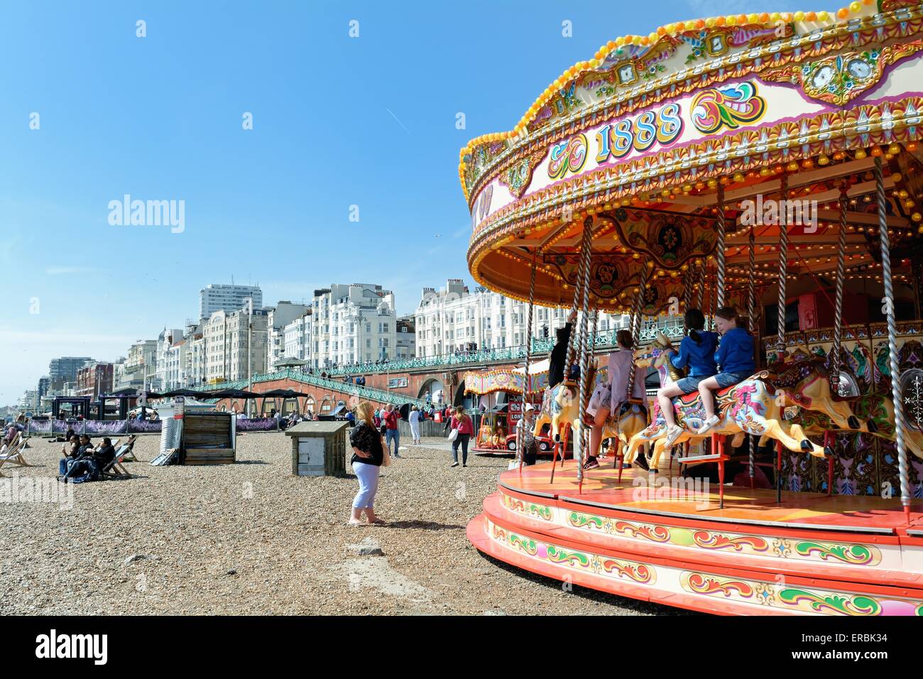 Golden Gallopers Carousel on Brighton beach Stock Photo - Alamy