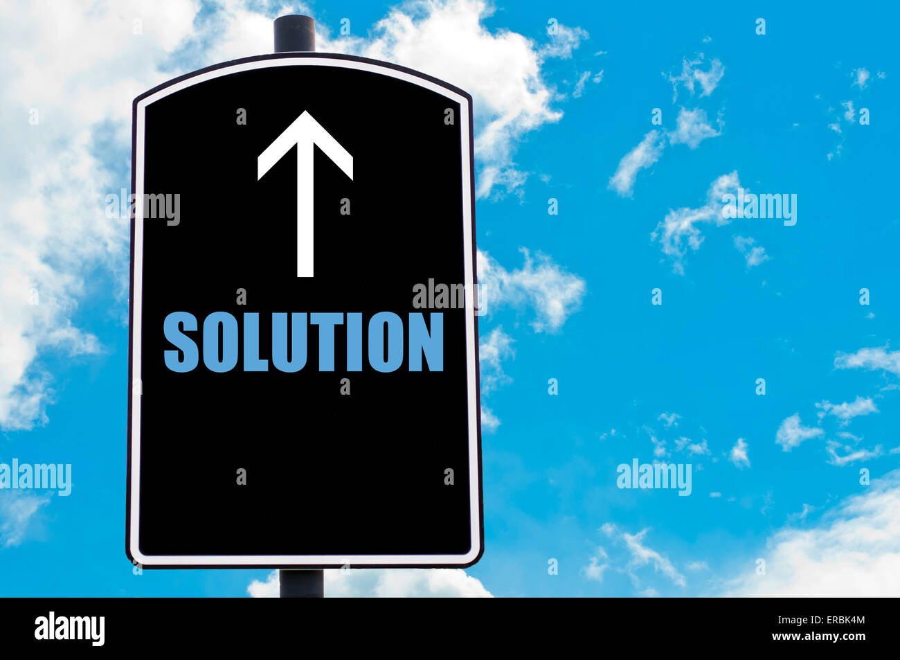 SOLUTION written on road sign isolated over clear blue sky background ...