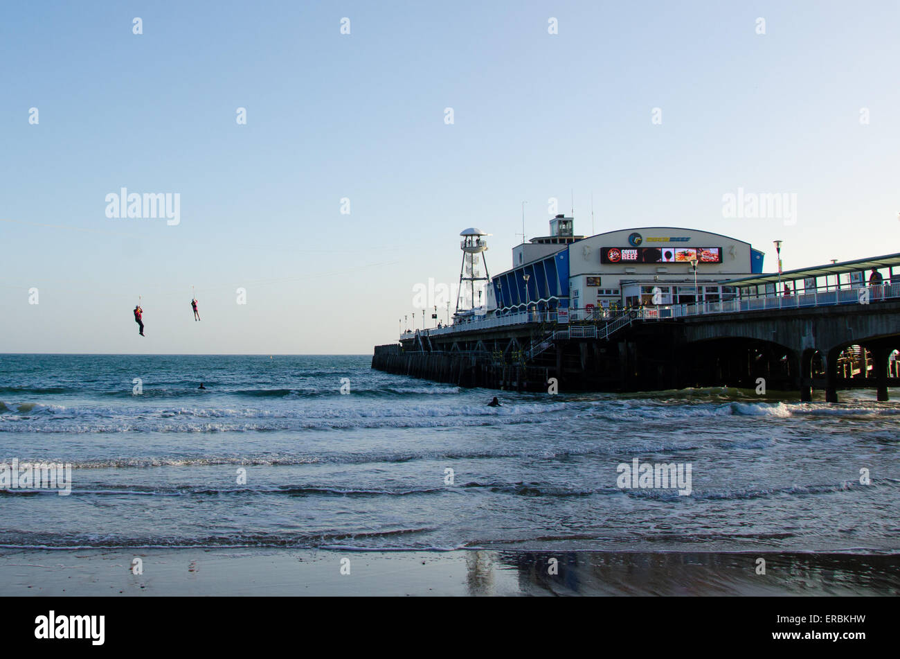 The Pier Zip, a zipline from Bournemouth Pier to the beach Stock Photo ...