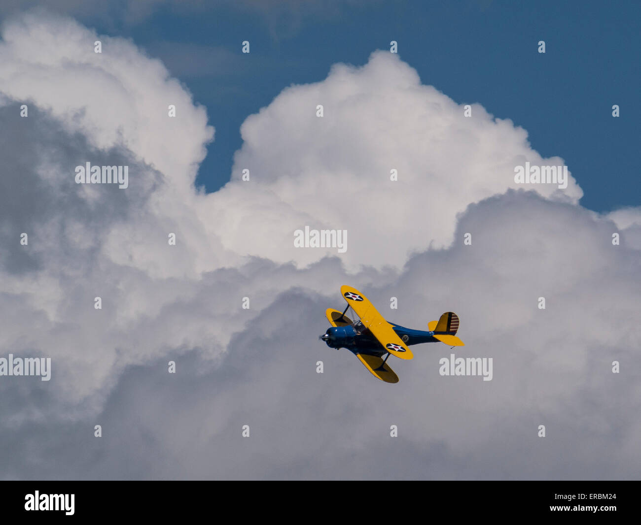 Beech YC-43 staggered wing biplane, Rocky Mountain Air Show, Aurora ...