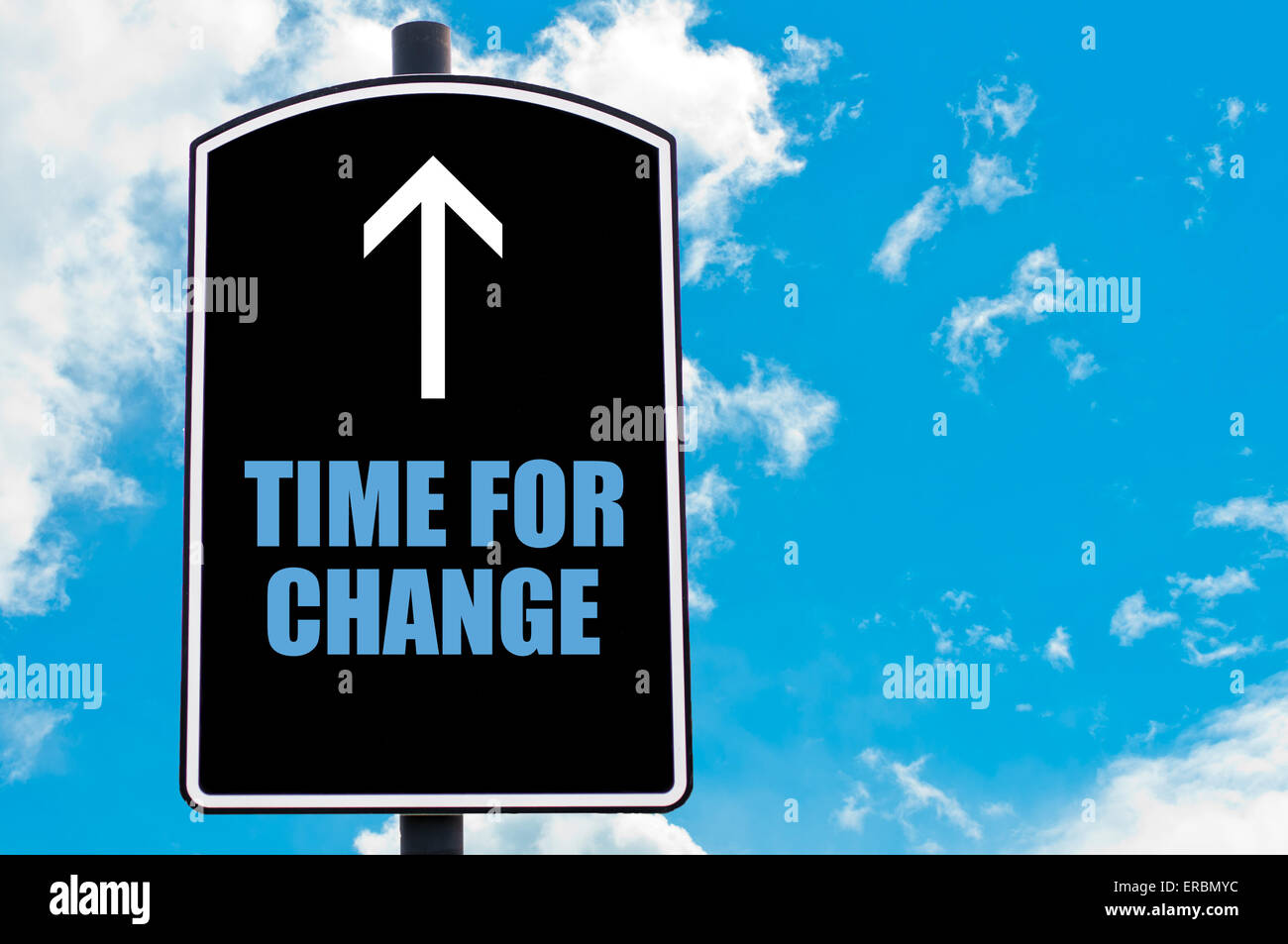 TIME FOR CHANGE written on road sign isolated over clear blue sky ...