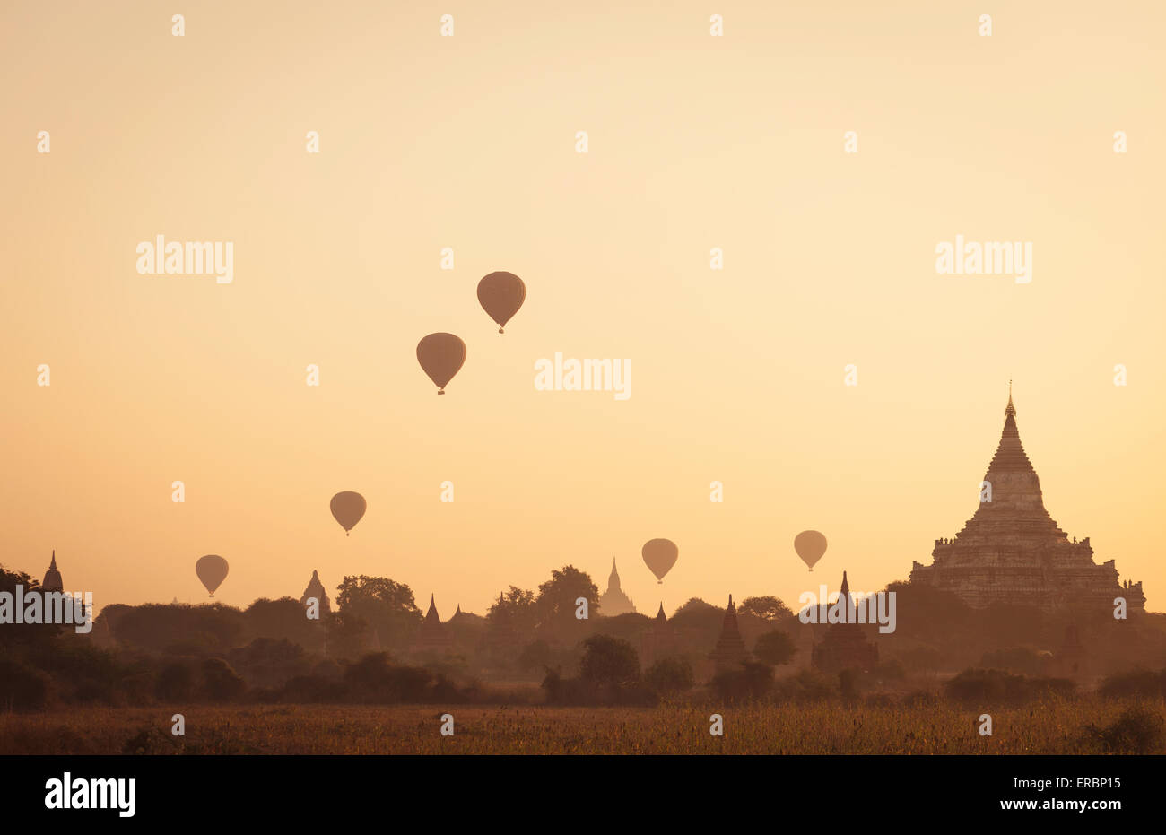 Balloons over Bagan, Myanmar Stock Photo - Alamy