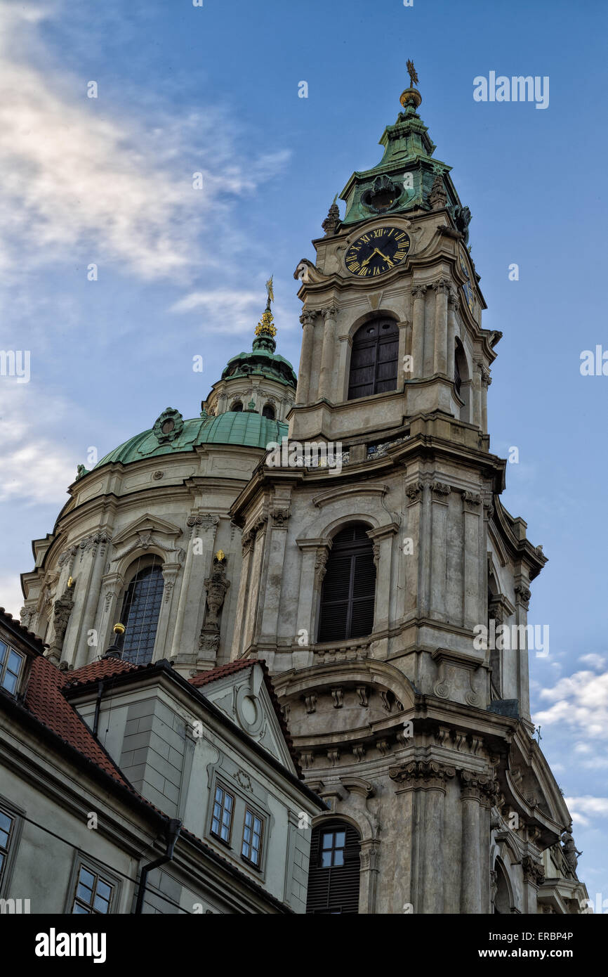 Green roof of St. Nicholas Church in the quarter of Mala Strana in ...