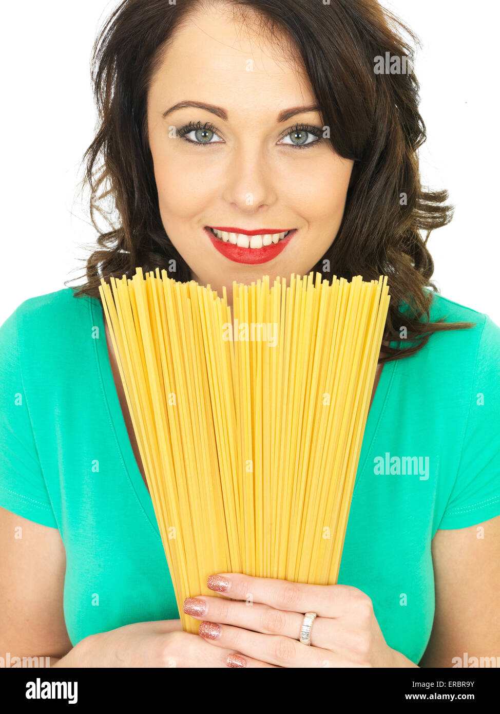 Attractive Young Woman Holding Handfuls Of Ready To Cook Dried Italian ...