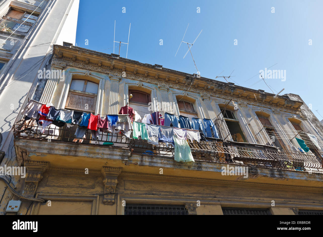 Balcony in downtown Havana, Cuba Stock Photo - Alamy