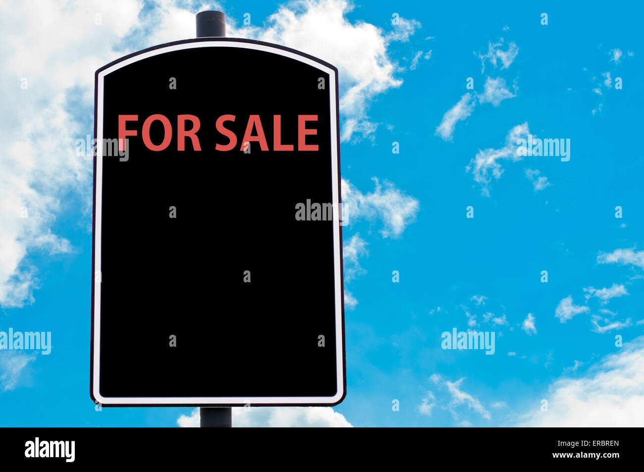 FOR SALE written on road sign isolated over clear blue sky background ...