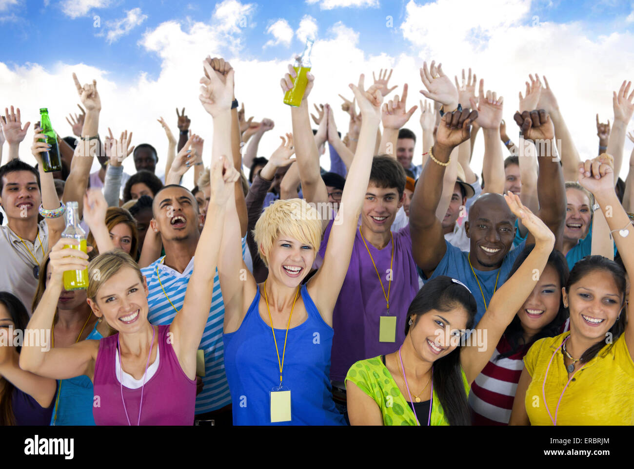 Large Group of People Celebrating Stock Photo - Alamy