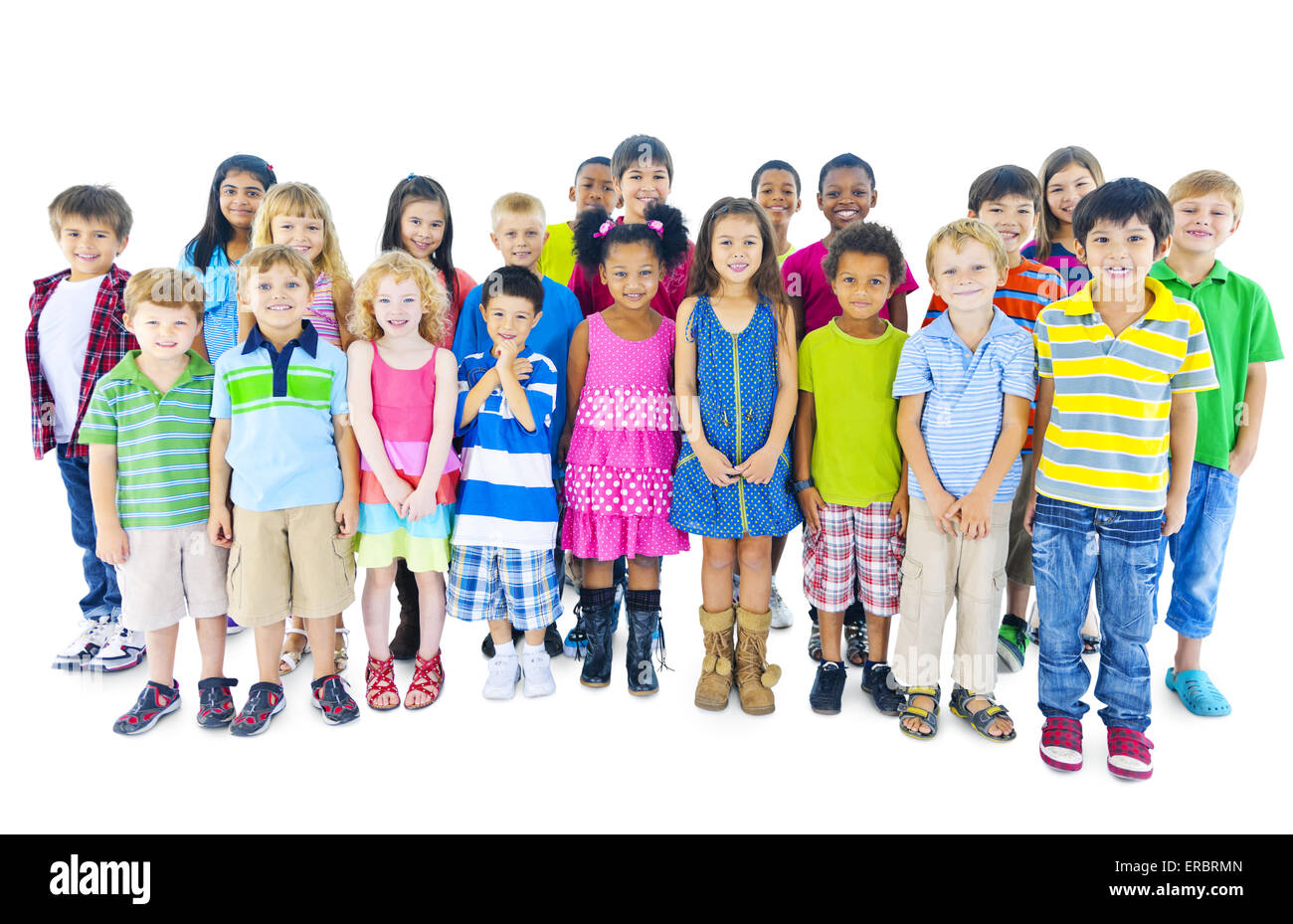 Group of children standing in line Stock Photo - Alamy