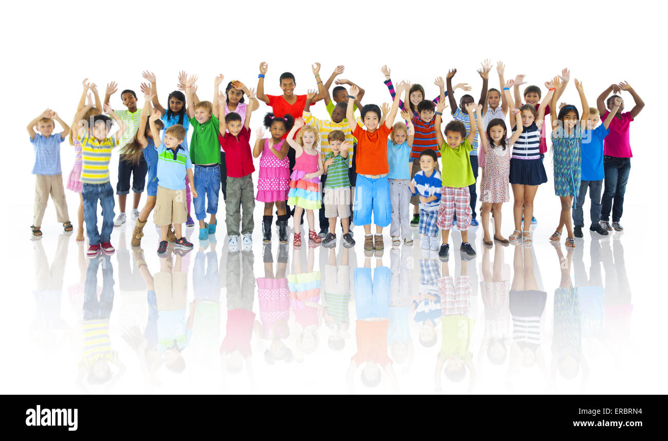Group of Children Celebrating Stock Photo - Alamy