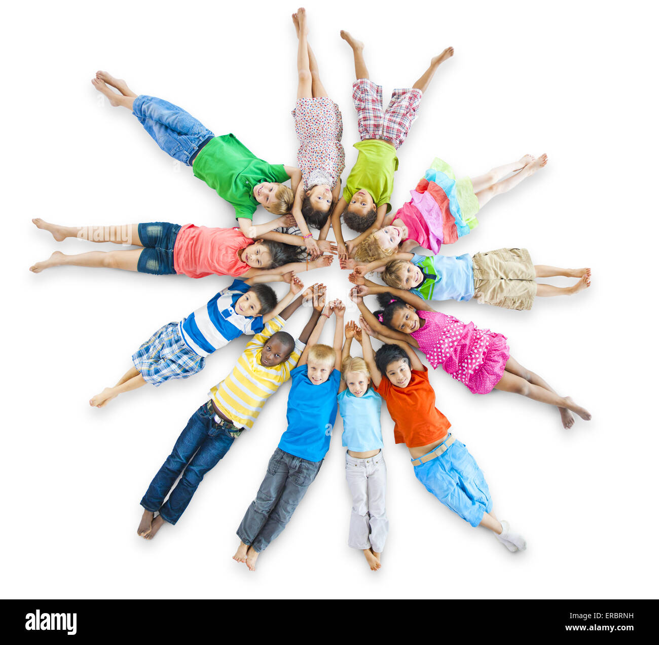 Group of Children Lie Down Stock Photo - Alamy