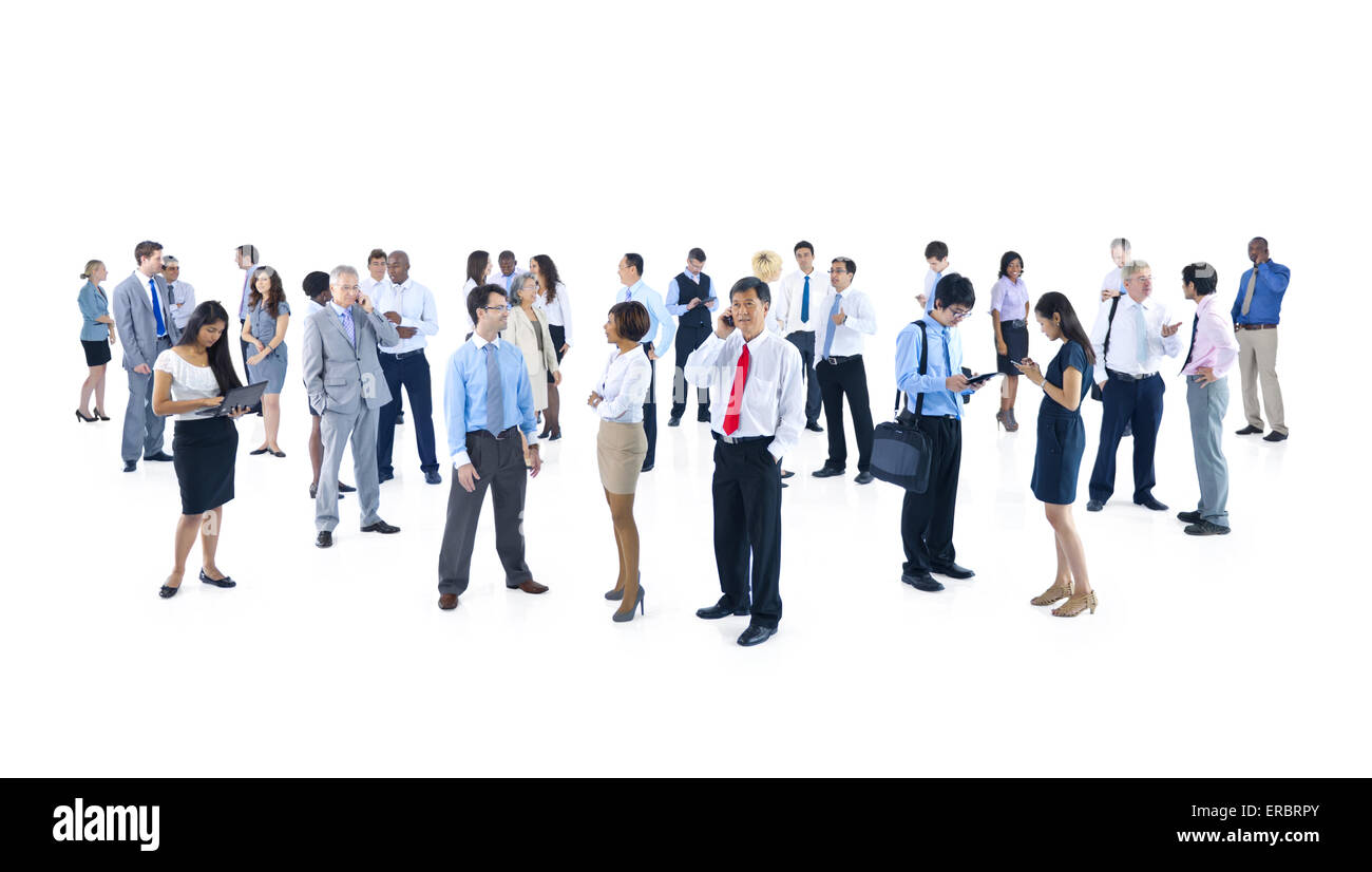 Large Group of Business People Talking Stock Photo - Alamy