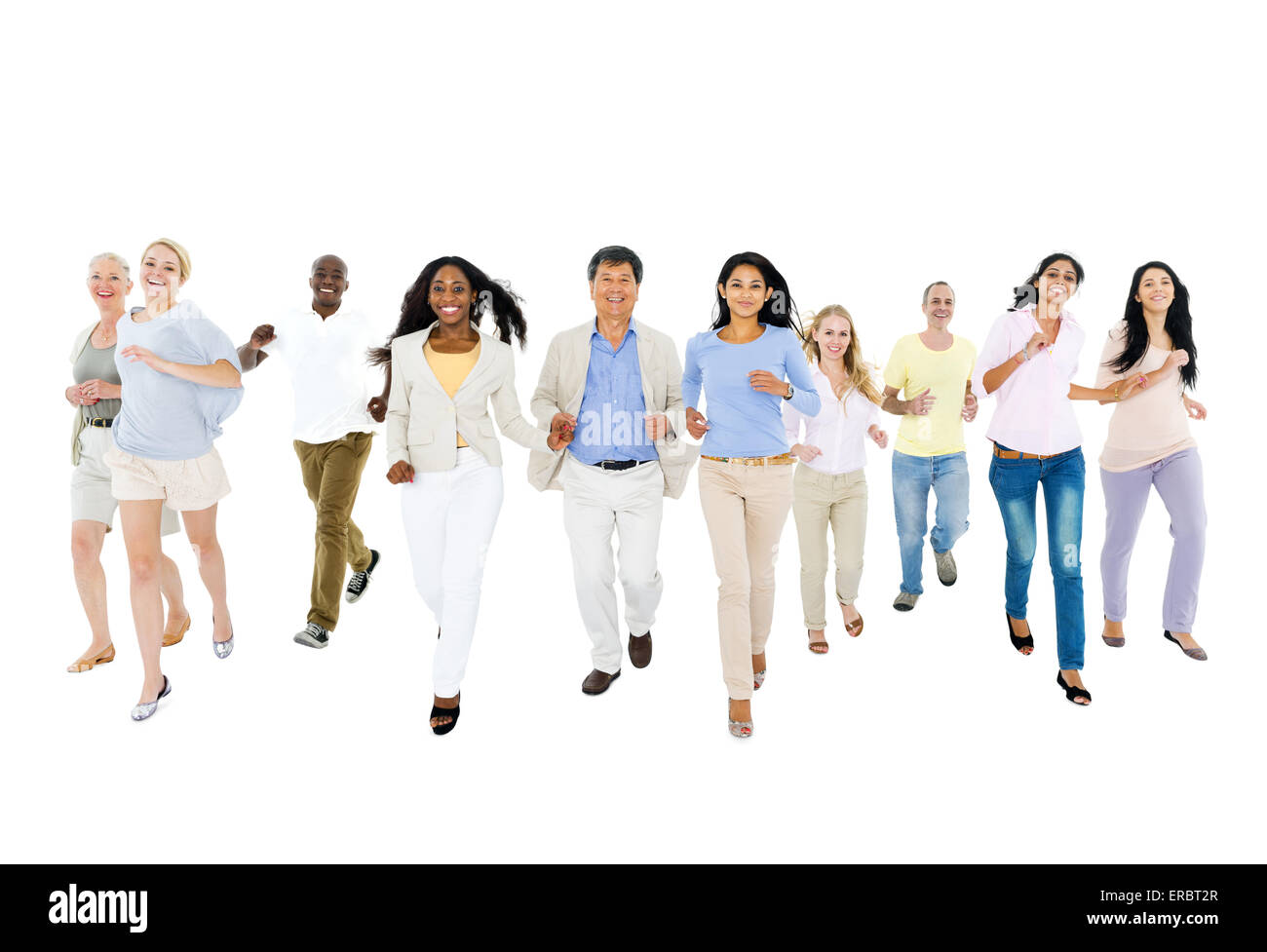 Multi-ethnic group of people moving together Stock Photo - Alamy