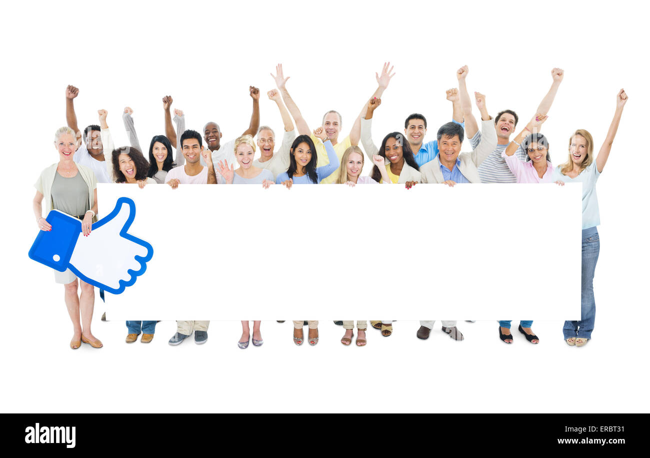 Large Group of People Holding Placard Stock Photo - Alamy