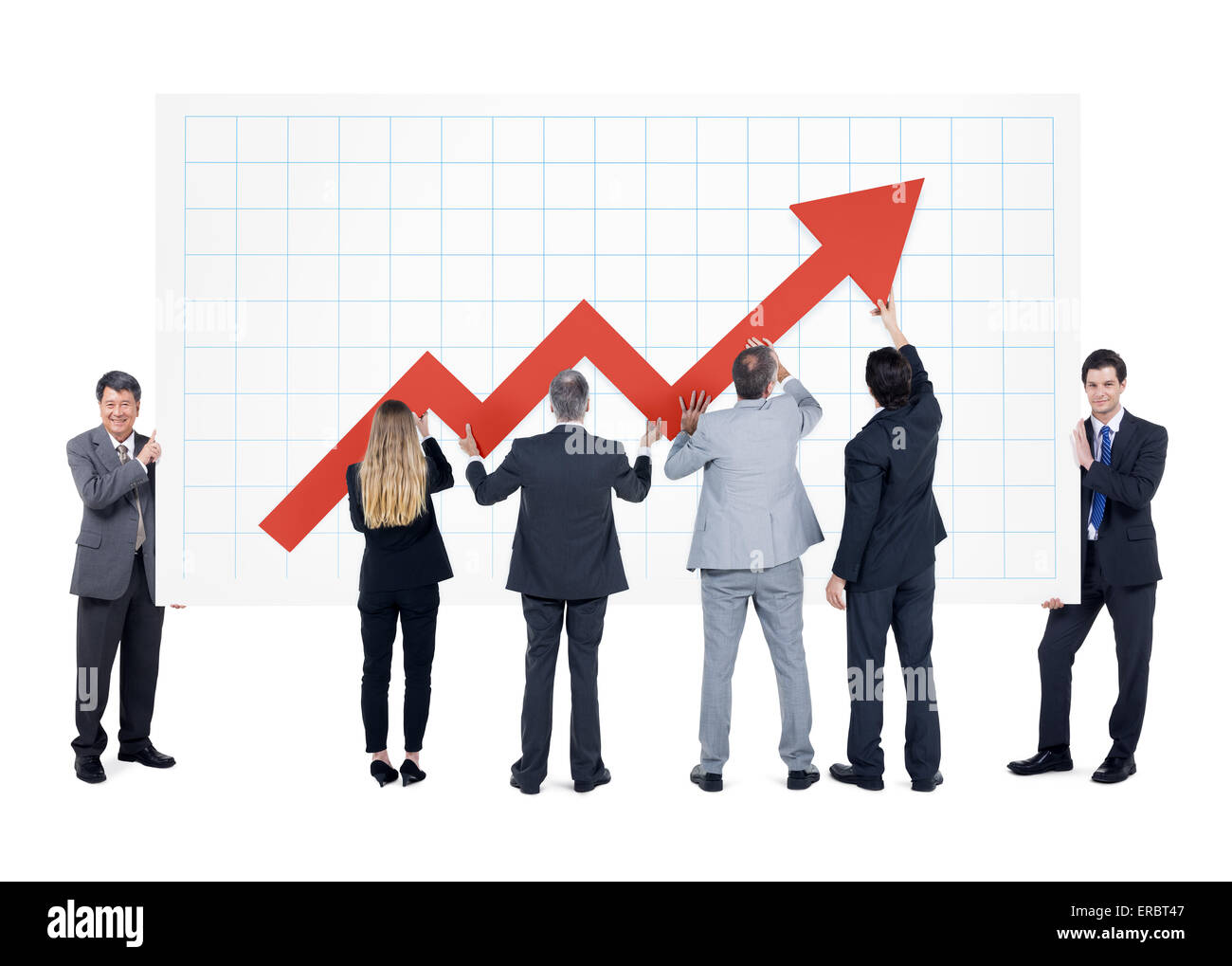 group of businessmen with increase arrow sign Stock Photo - Alamy