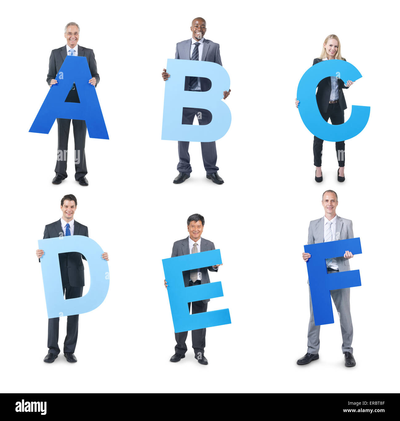 Group of Business People Holding the Alphabet Stock Photo - Alamy