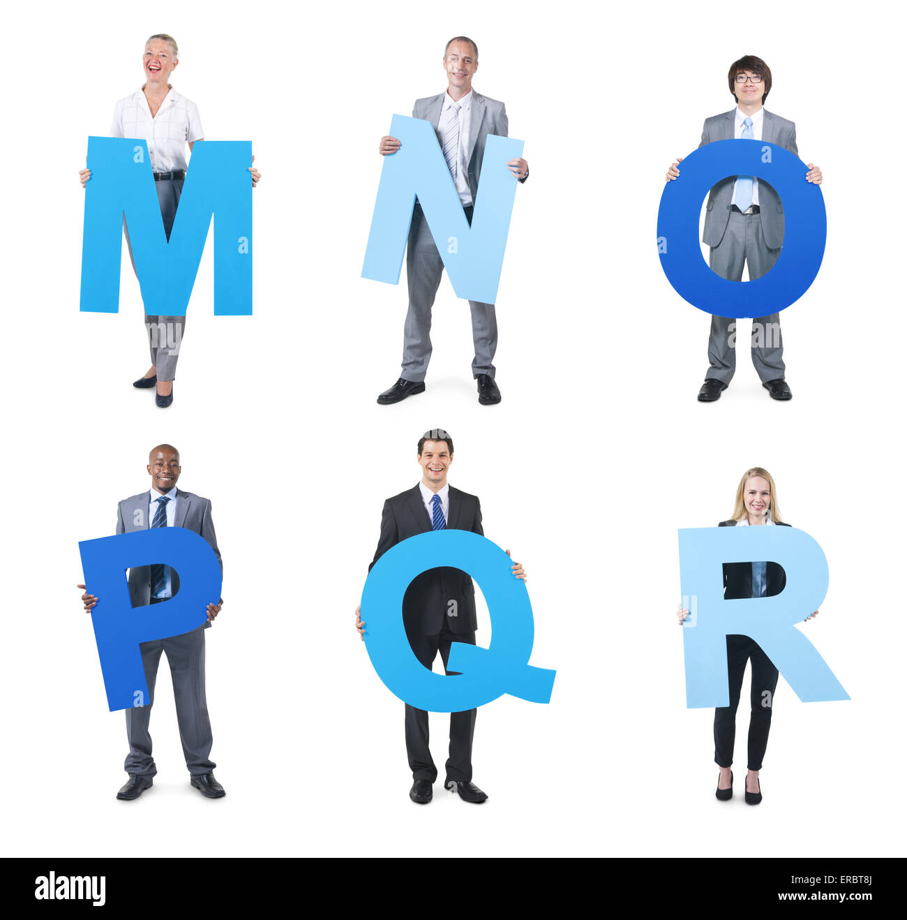 Group of Business People Holding the Alphabet Stock Photo - Alamy