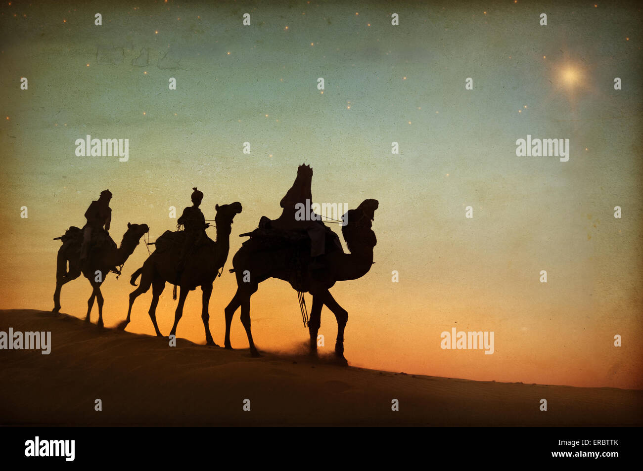 Three kings looking at the star Stock Photo - Alamy