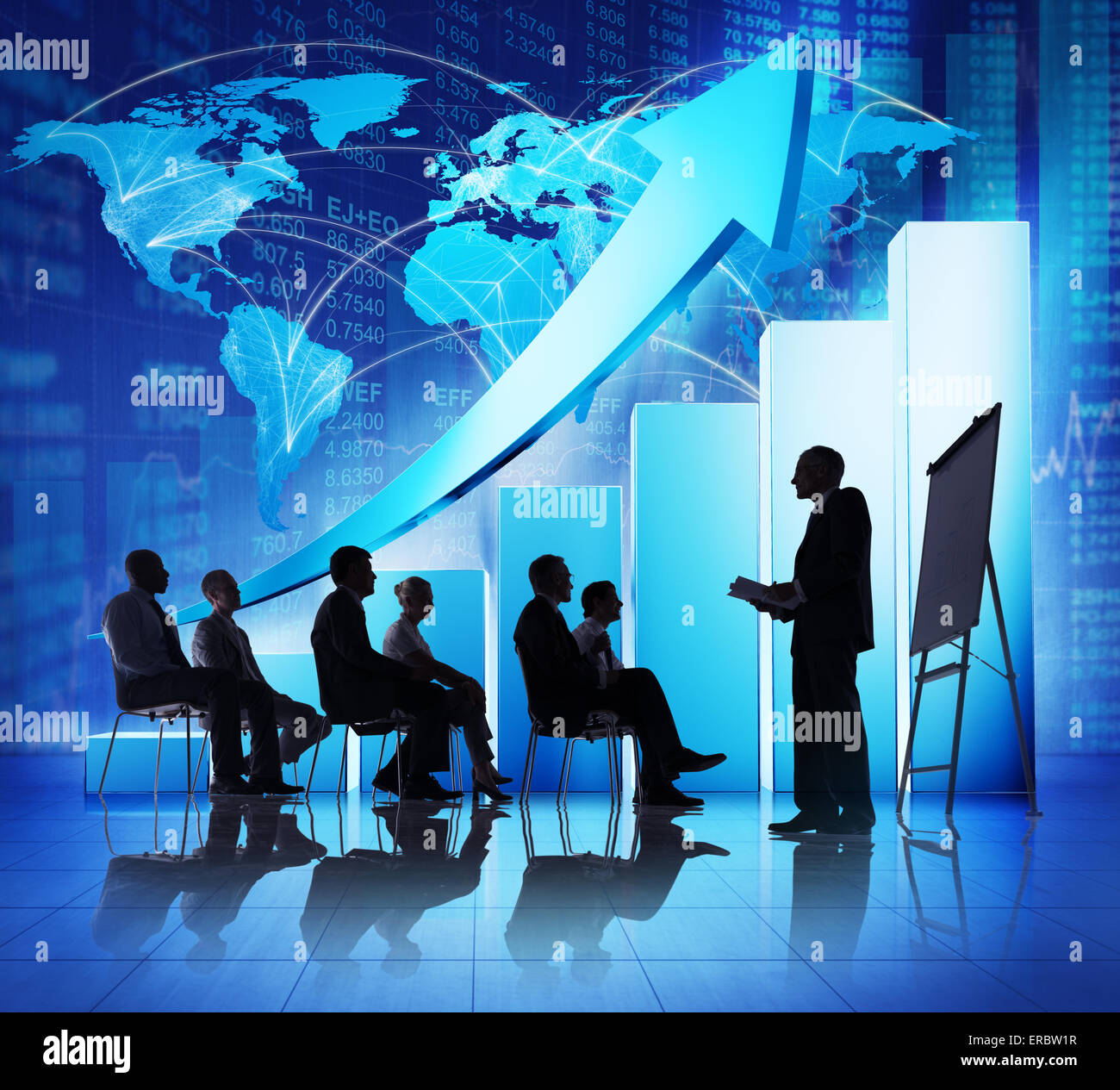 Business Meeting with increasing graph Stock Photo - Alamy