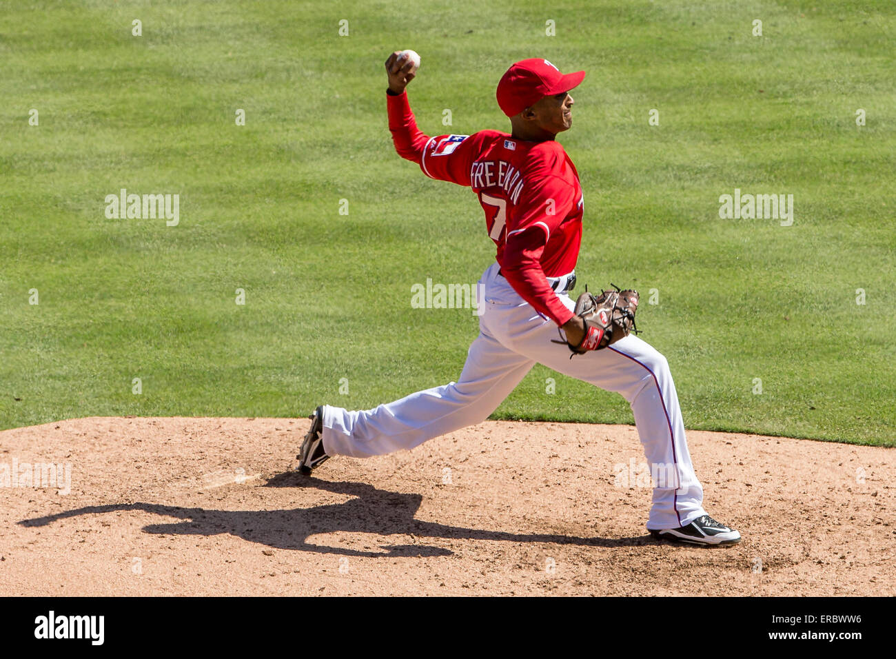 Arlington, TX, USA. 31st May, 2015. Texas Rangers relief pitcher Sam ...
