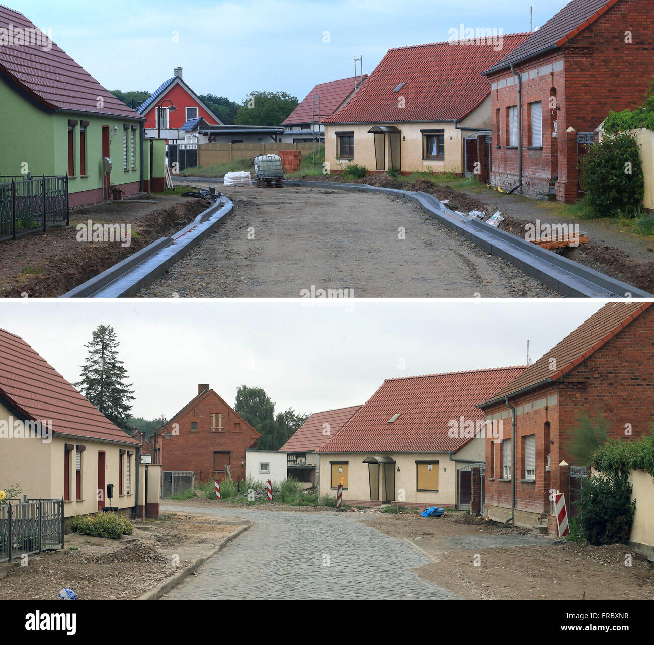 Reconstruction works in Kabelitzer Strase in Fischbeck, Germany ...