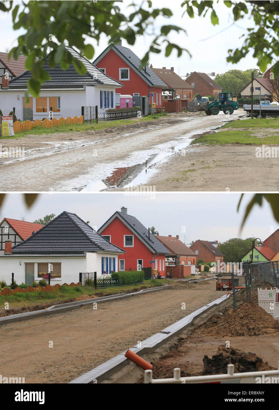 Reconstruction works in Kabelitzer Strase in Fischbeck, Germany ...