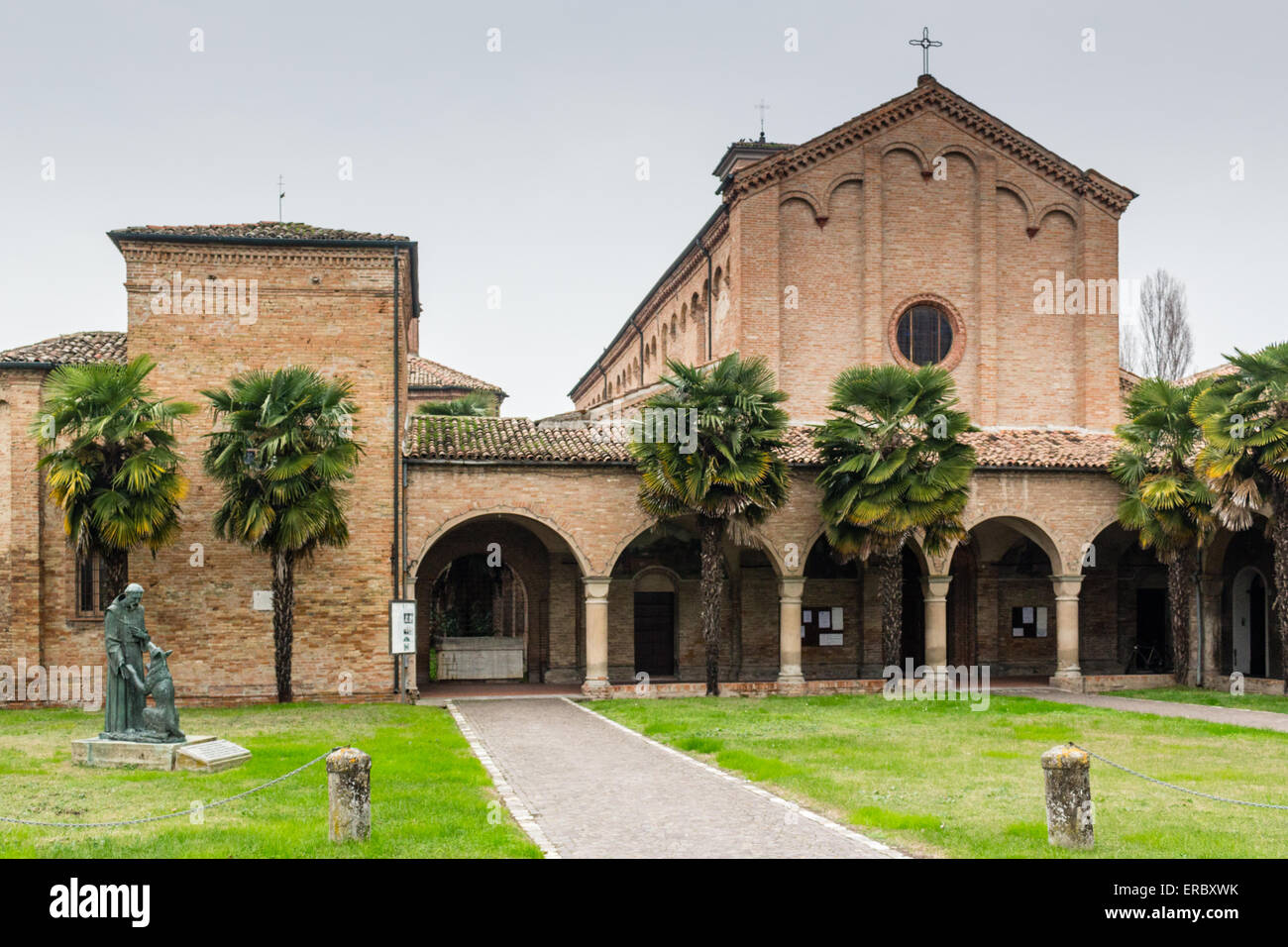 Brickwall facade of the XV century gothic roman church dedicated to ...
