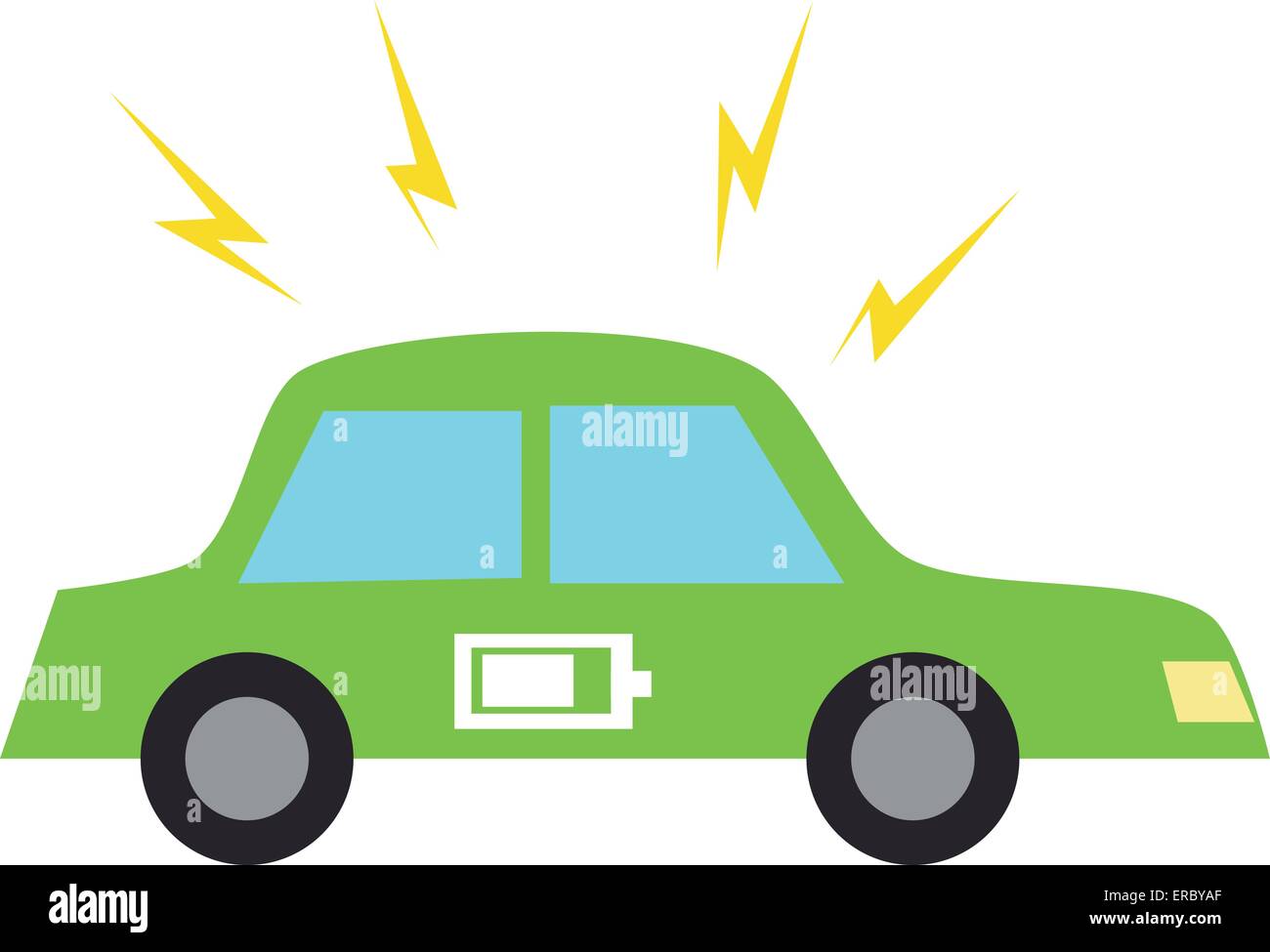 Vector illustration of an electric car with battery icon Stock Vector ...