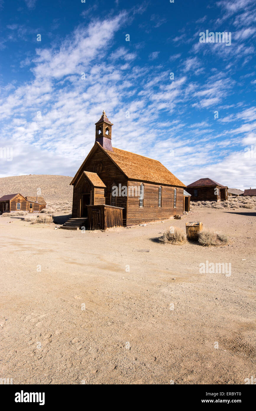An old church in the ghost town of Bodie, California located in the ...