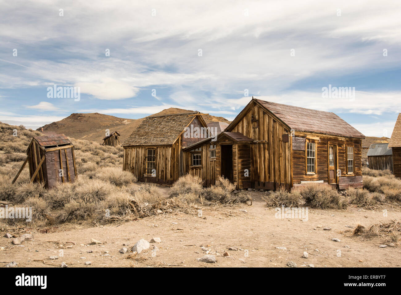 A group of old buildings, ghost town of Bodie, California located in ...