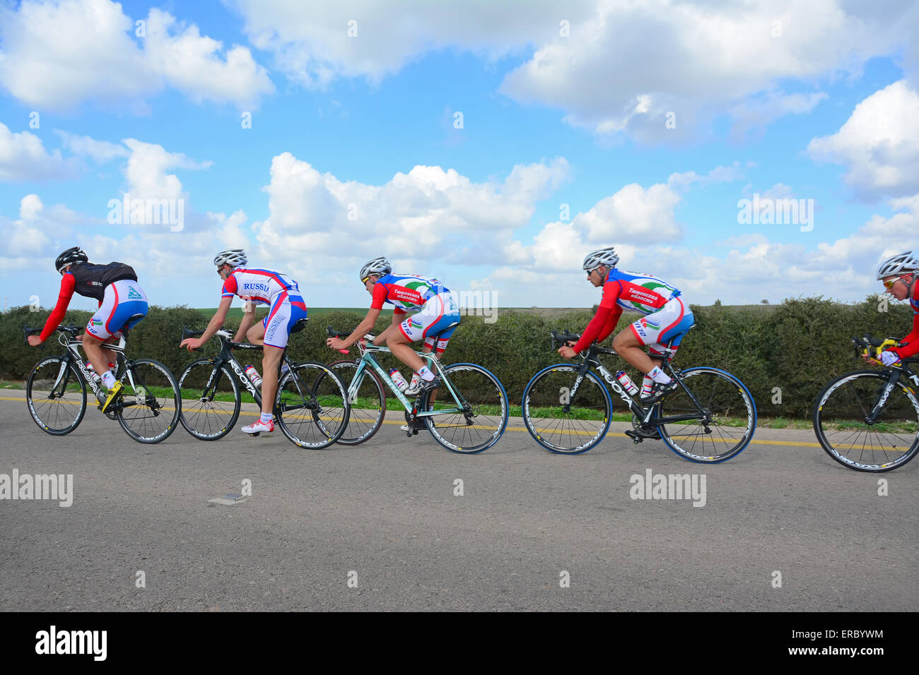 Bicycle team riders Stock Photo - Alamy