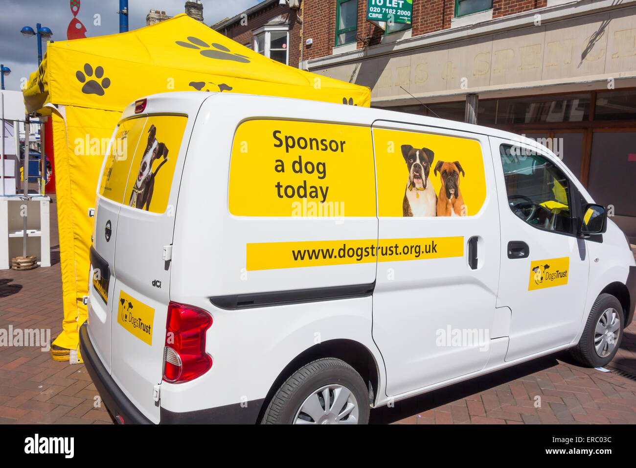 A town centre High Street promotion by the Dog's Trust charity for re ...
