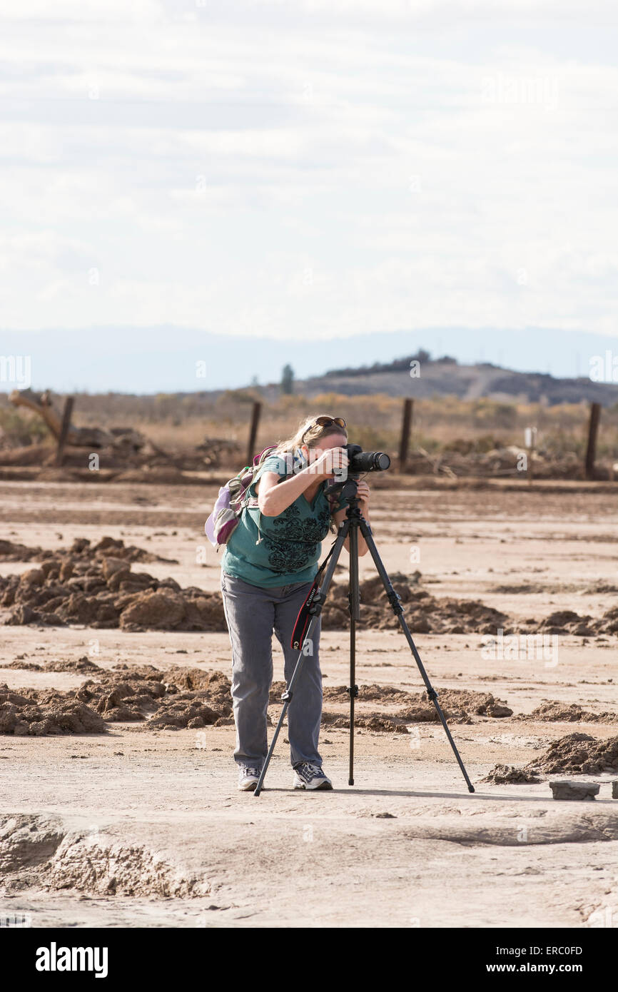 A female photographer photographing a landscape Stock Photo - Alamy