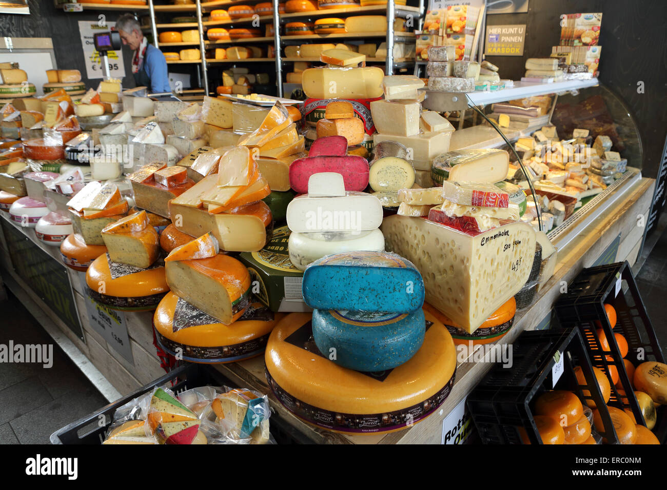 A Dutch cheese stall at the Markthal in Rotterdam, the Netherlands ...