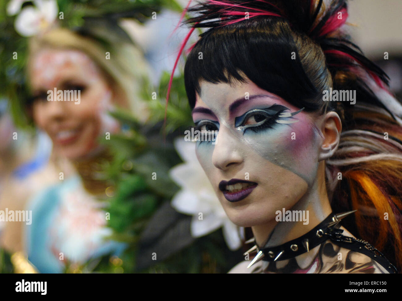 Vancouver, Canada. 31st May, 2015. A model shows make-up created by ...