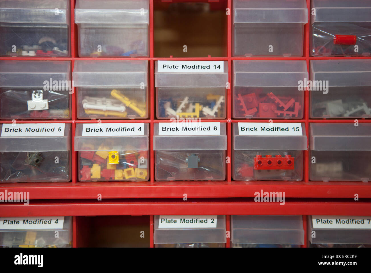 Each individual piece of Lego sorted into draws Stock Photo - Alamy