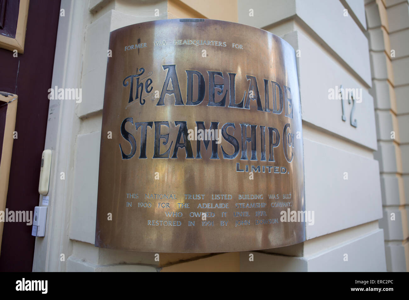 The Adelaide Steamship company sign on a building in Fremantle, Perth ...
