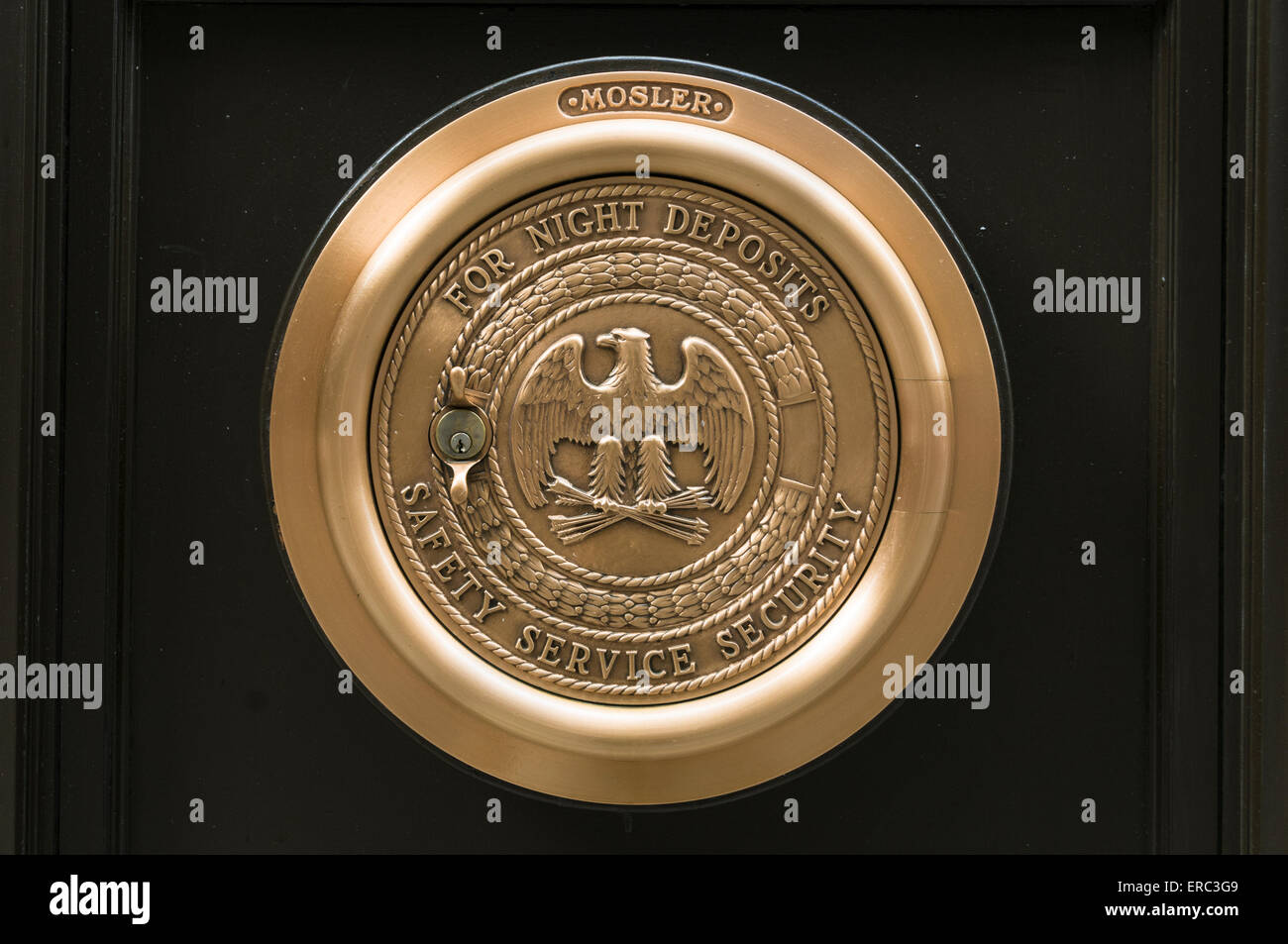 Brass front of a night deposit drop box in Boston made by Moseler Stock ...