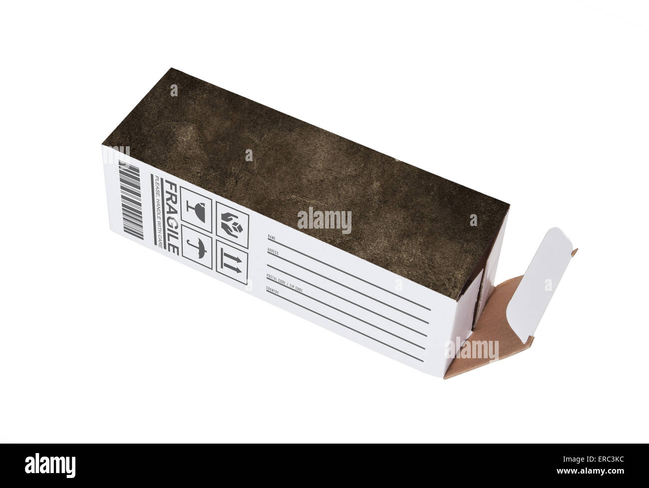 Old dirty cardboard box on a white background Stock Photo - Alamy