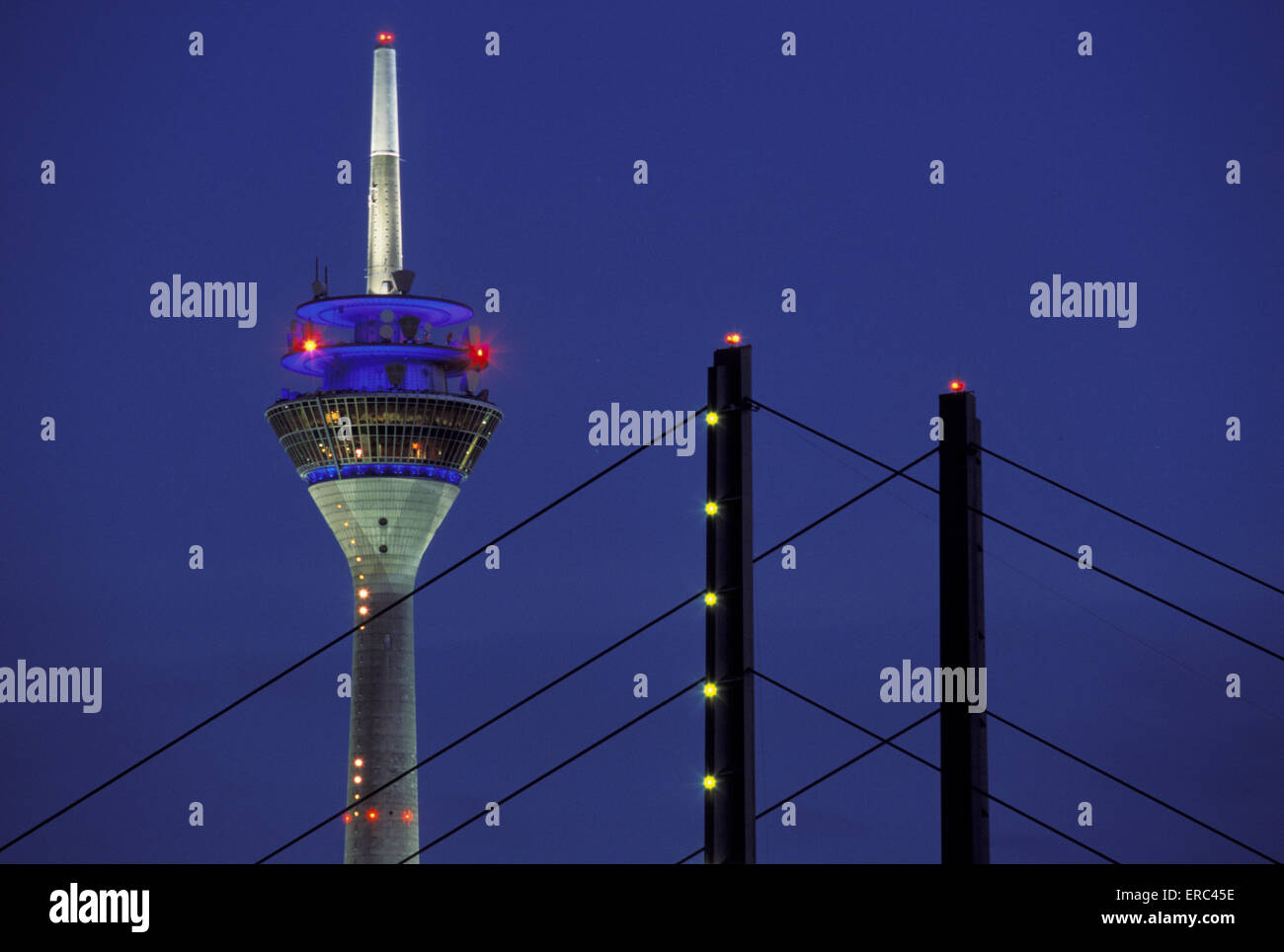 DEU, Germany, Duesseldorf, the television tower and the piers of the ...